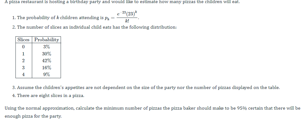 A pizza restaurant is hosting a birthday party and | Chegg.com