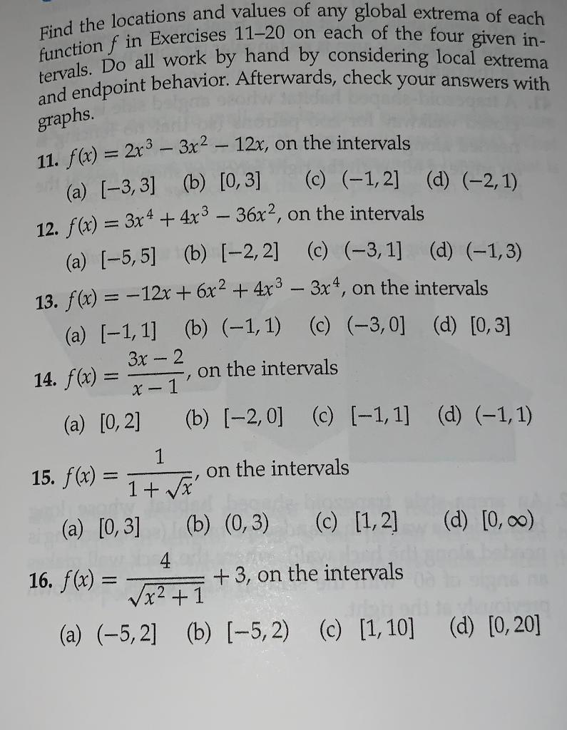 Solved graphs. Find the locations and values of any global | Chegg.com