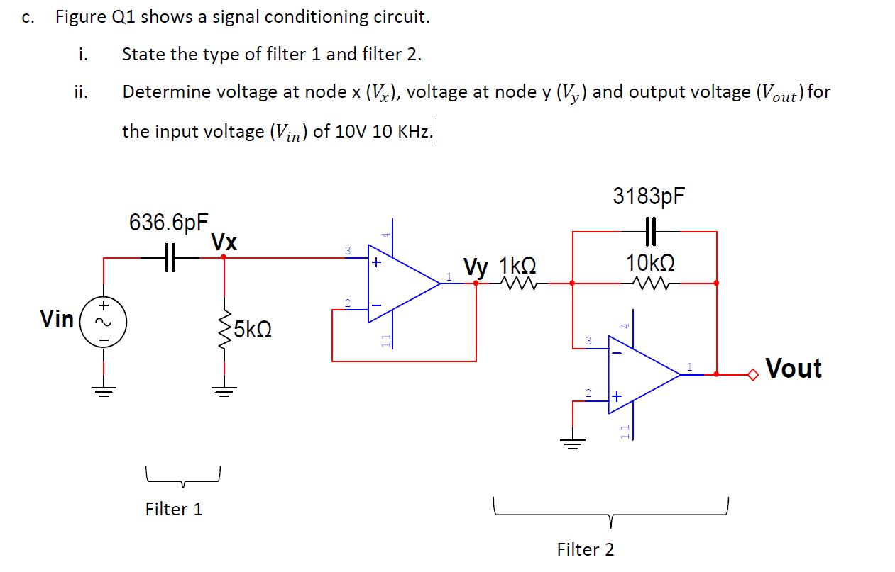 Solved c. i. Figure Q1 shows a signal conditioning circuit. | Chegg.com