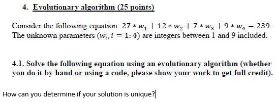 4. Evolutionary algorithm (25 points) = 239. Consider | Chegg.com