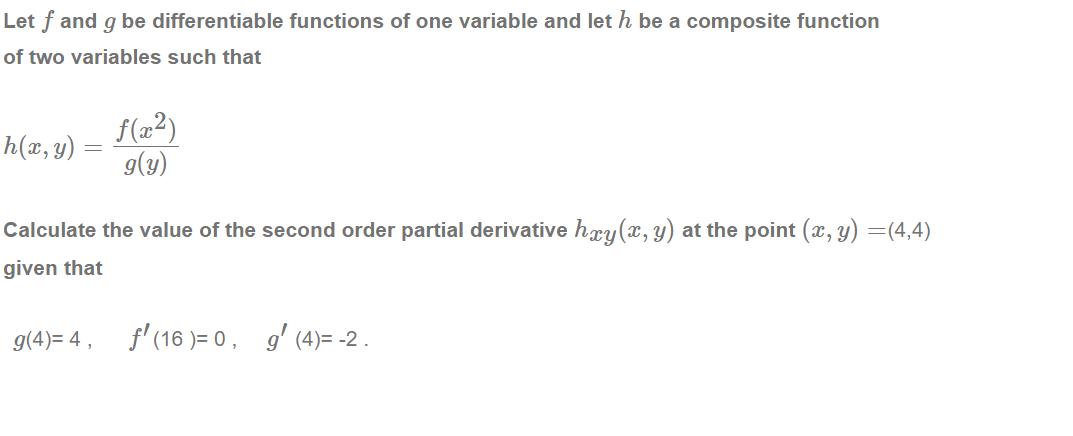 Solved Let f and g be differentiable functions of one | Chegg.com