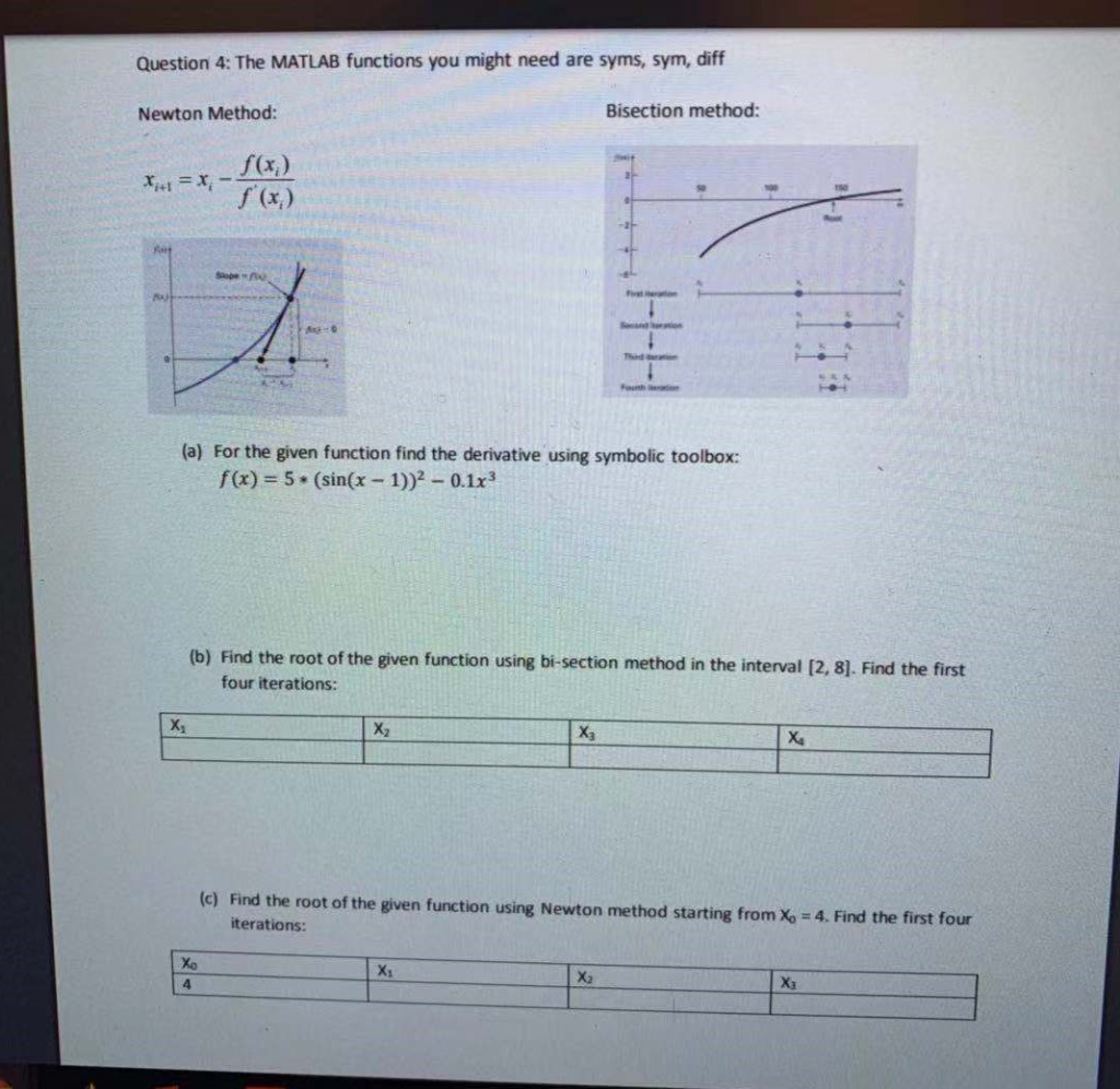 Solved Need the code for part b and c using Bisection and | Chegg.com