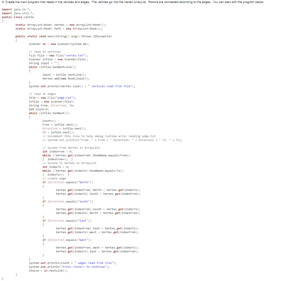 Solved Create a complex of connected rooms. Read in the | Chegg.com