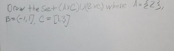 Solved Draw the set (AXC) U (B xe) where A = 23, B=(-1,1], C | Chegg.com