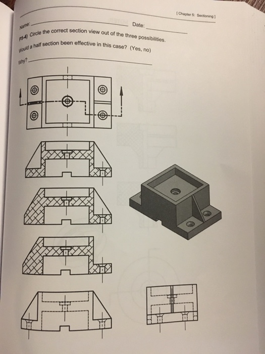 Solved Circle the correct section views out of the three | Chegg.com
