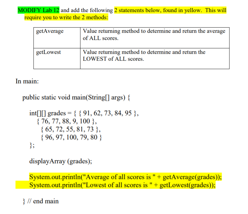 Solved Modify Lab 12 And Add The Following 2 Statements 1072