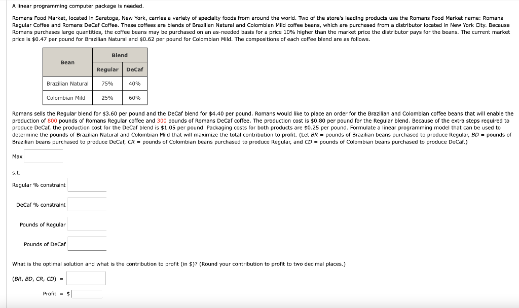 Solved A linear programming computer package is needed. | Chegg.com