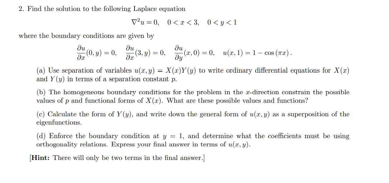 2. Find the solution to the following Laplace | Chegg.com