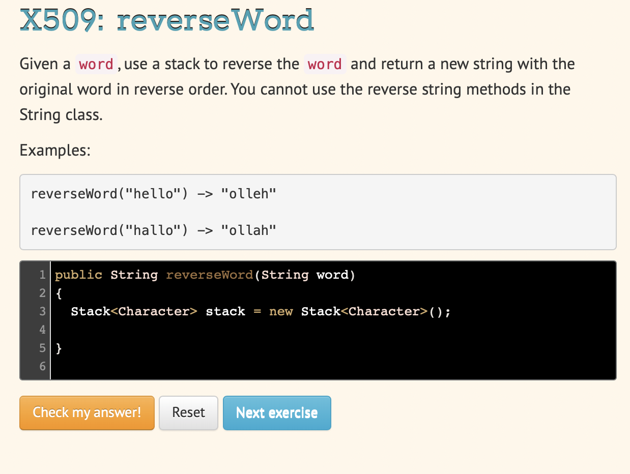 Solved X509: reverse Word Given a word, use a stack to | Chegg.com