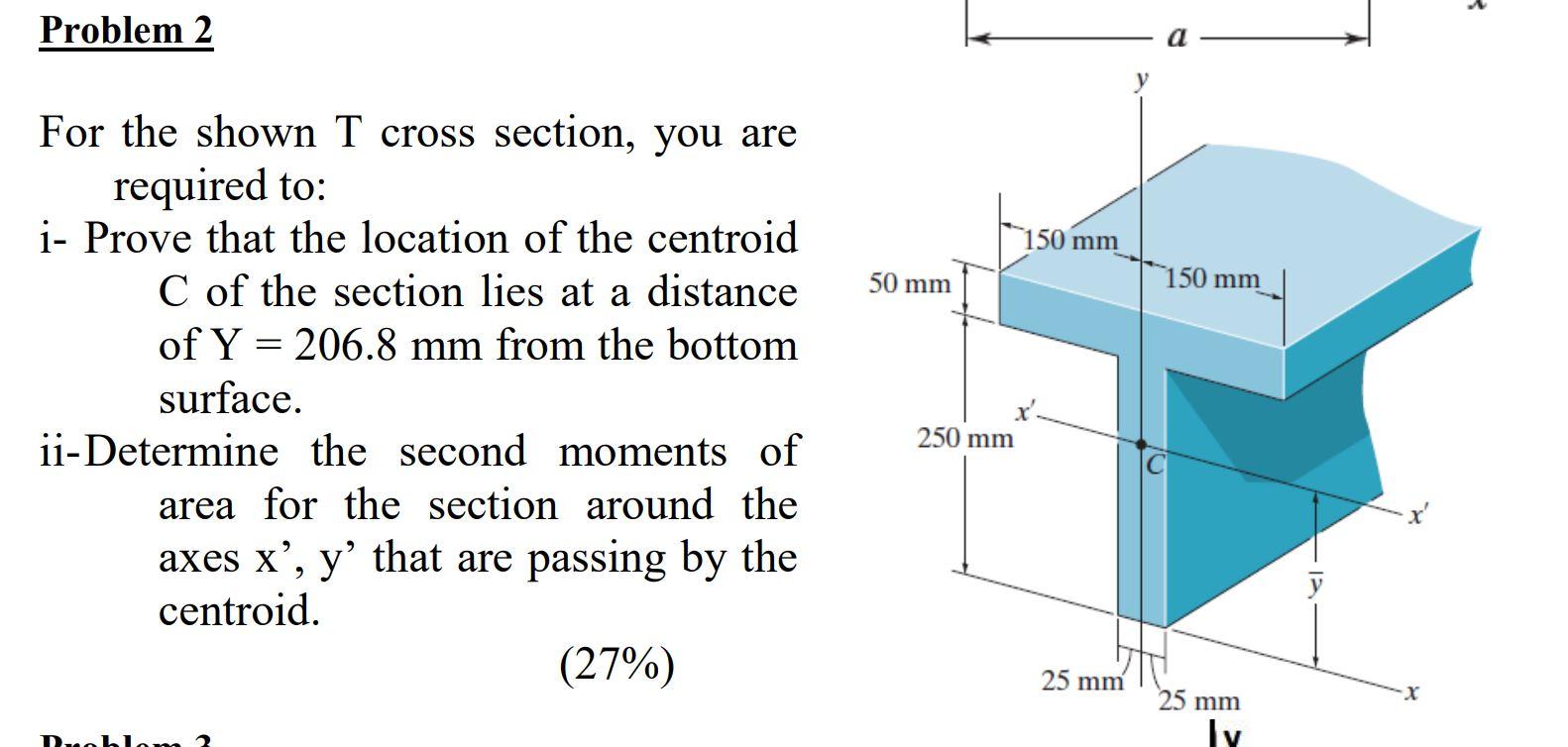 Solved For the shown T cross section, you are required to: | Chegg.com