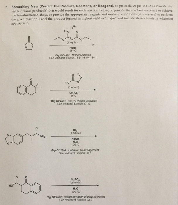 Solved Something New (Predict the Product, Reactant, or | Chegg.com