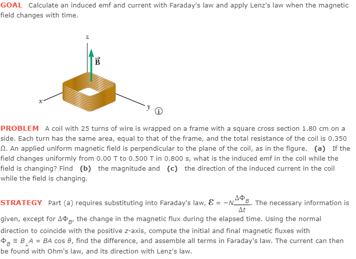 Solved GOAL Calculate an induced emf and current with | Chegg.com