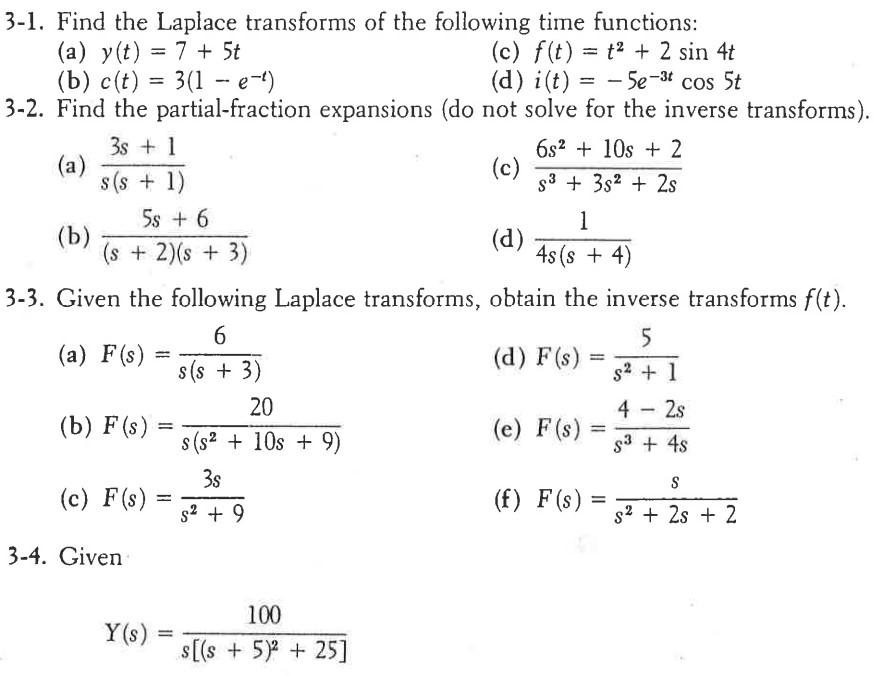 Solved = 3-1. Find the Laplace transforms of the following | Chegg.com