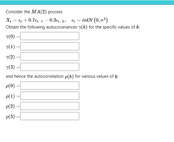 Solved Consider the MA(2) process Xų = € +0.76_1 -0.36-2, et | Chegg.com