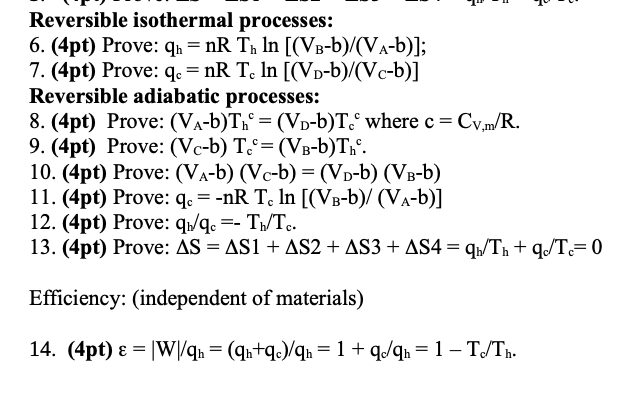 Solved Reversible isothermal processes: 6. (4pt) Prove: | Chegg.com