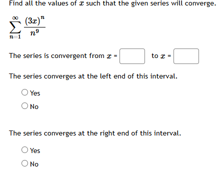 Solved Find all the values of x ﻿such that the given series | Chegg.com