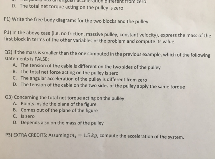 Solved Problem 1: Torque on pulley In Test 2 Review we have | Chegg.com