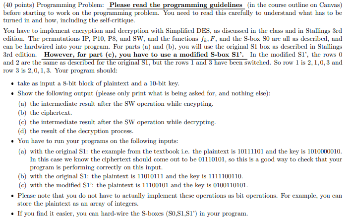 Solved 40 Points Programming Problem Please Read The 5636