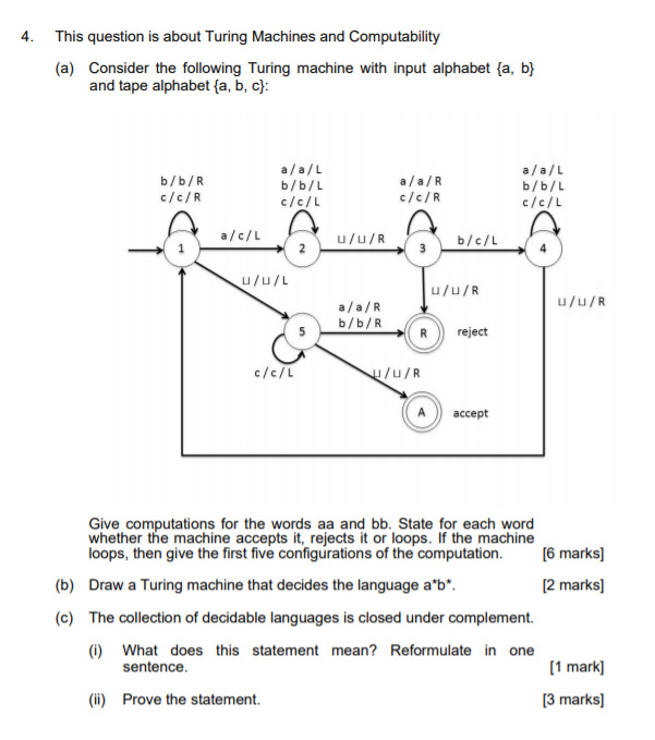 Solved 4. This question is about Turing Machines and | Chegg.com
