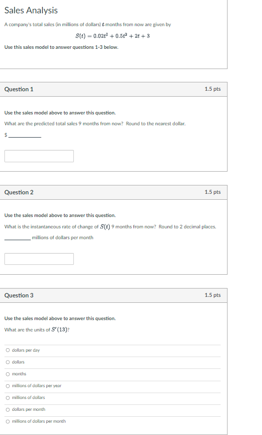 Solved Sales Analysis A company's total sales (in millions | Chegg.com