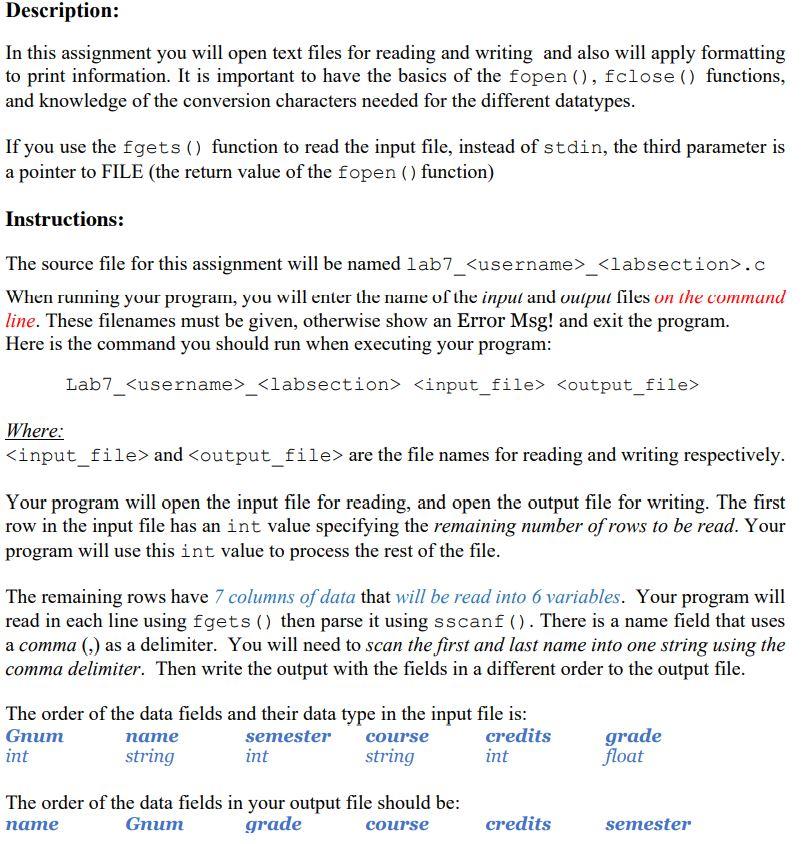 Description: In this assignment you will open text | Chegg.com