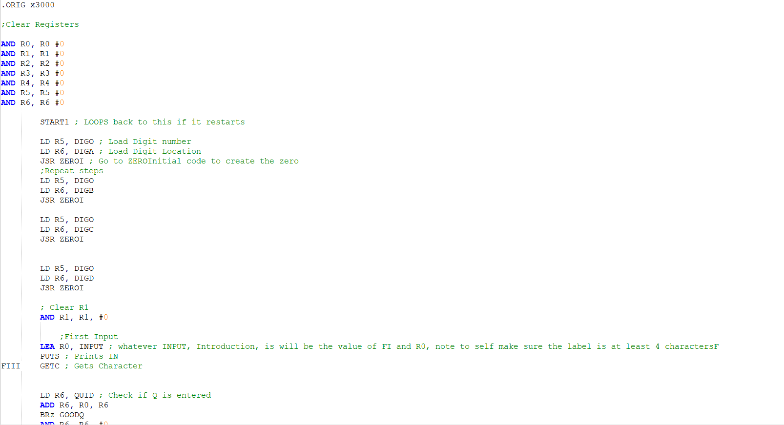 Solved LC-3 Assembly: Why is my code only printing zeros? | Chegg.com