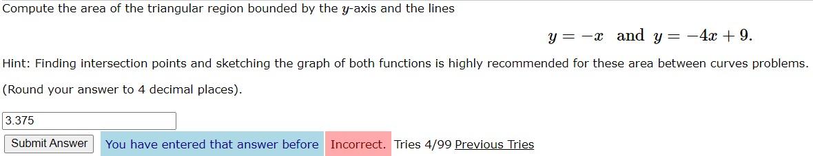 Solved Compute the area of the triangular region bounded by | Chegg.com