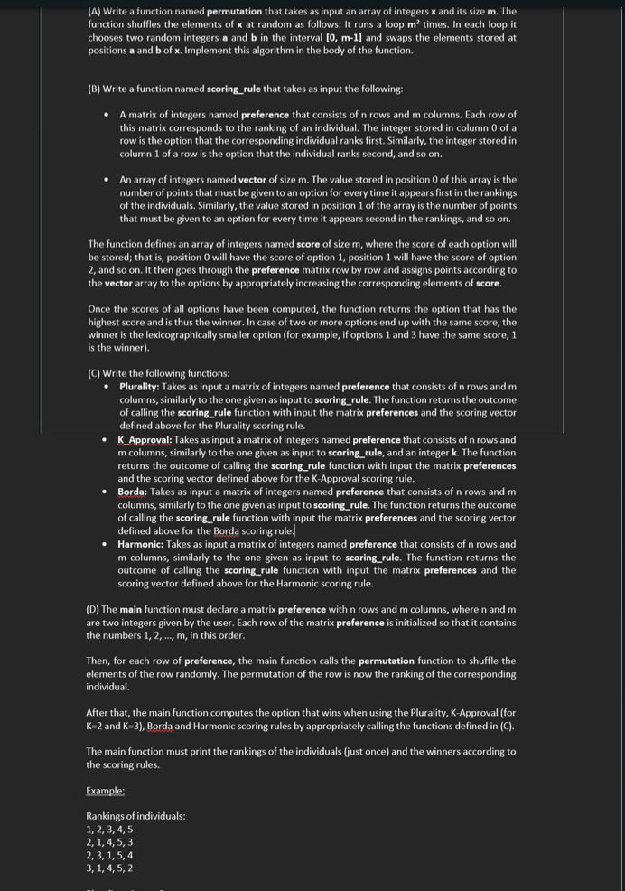 Solved (A) Write a function named permutation that takes as | Chegg.com