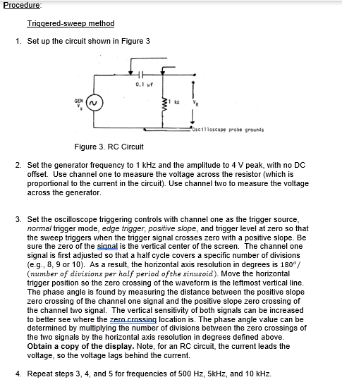 Procedure Triggered-sweep method 1. Set up the | Chegg.com