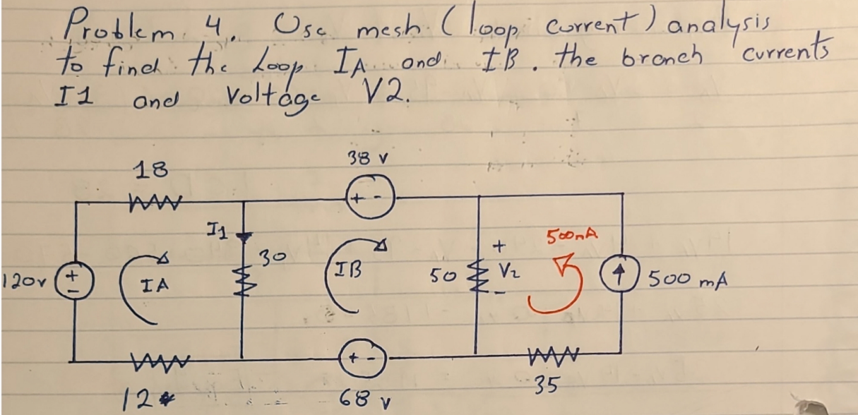 Solved Problem 4 Use Mesh Loop Current Analysis To Find
