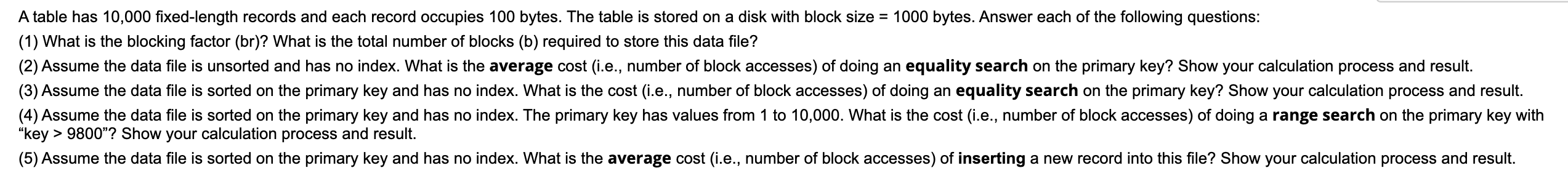 Solved A table has 10,000 fixed-length records and each | Chegg.com