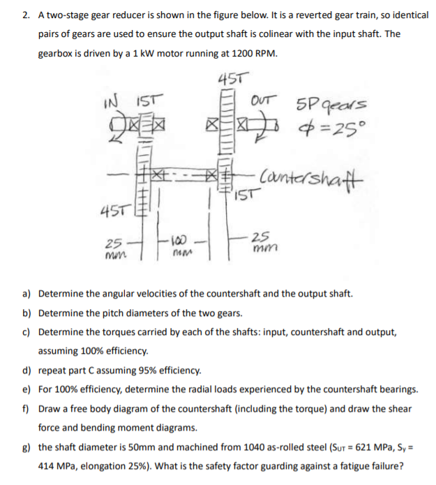 Solved 2. A two-stage gear reducer is shown in the figure | Chegg.com