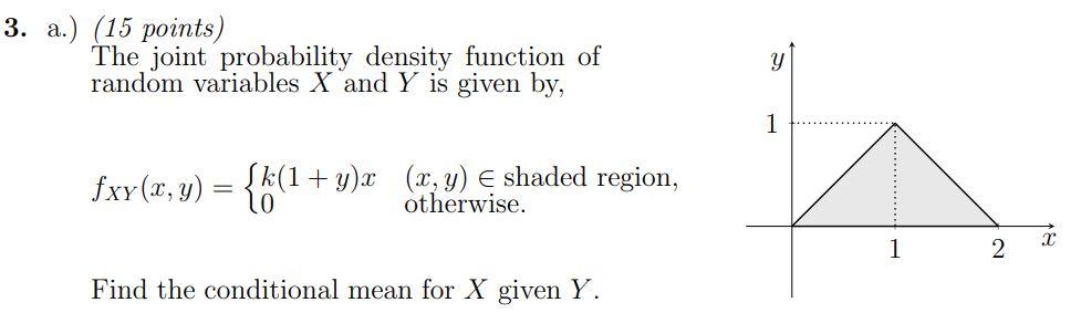 Solved 3. a.) (15 points) The joint probability density | Chegg.com