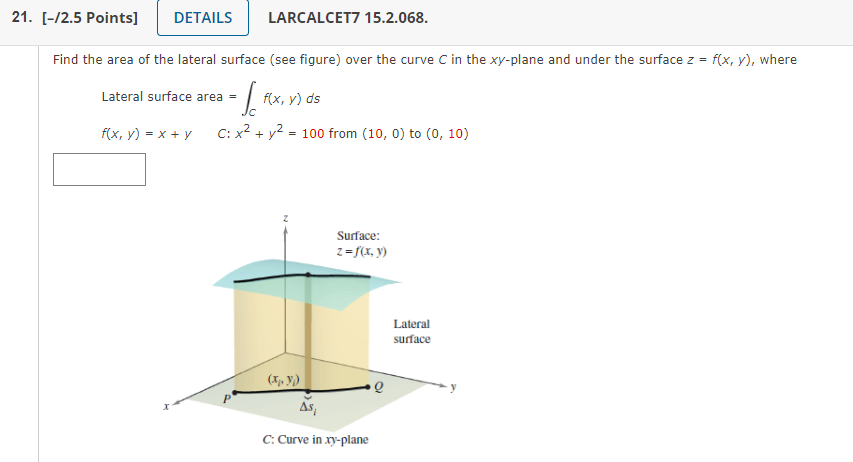 Solved Find the area of the lateral surface (see figure) | Chegg.com