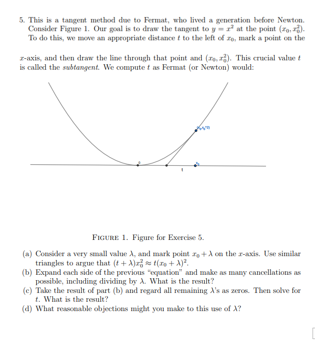 Solved 5. This is a tangent method due to Fermat, who lived | Chegg.com