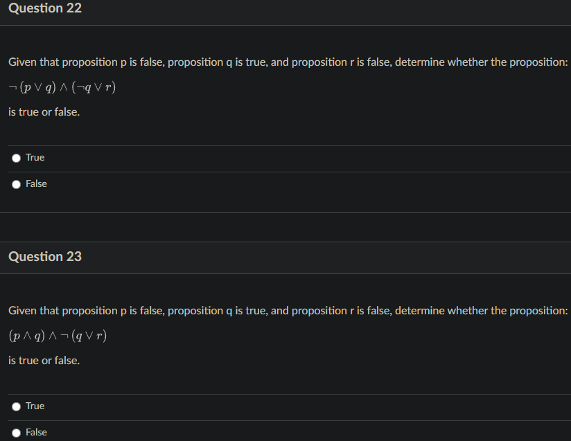 Solved Question 22 Given that proposition p is false, | Chegg.com