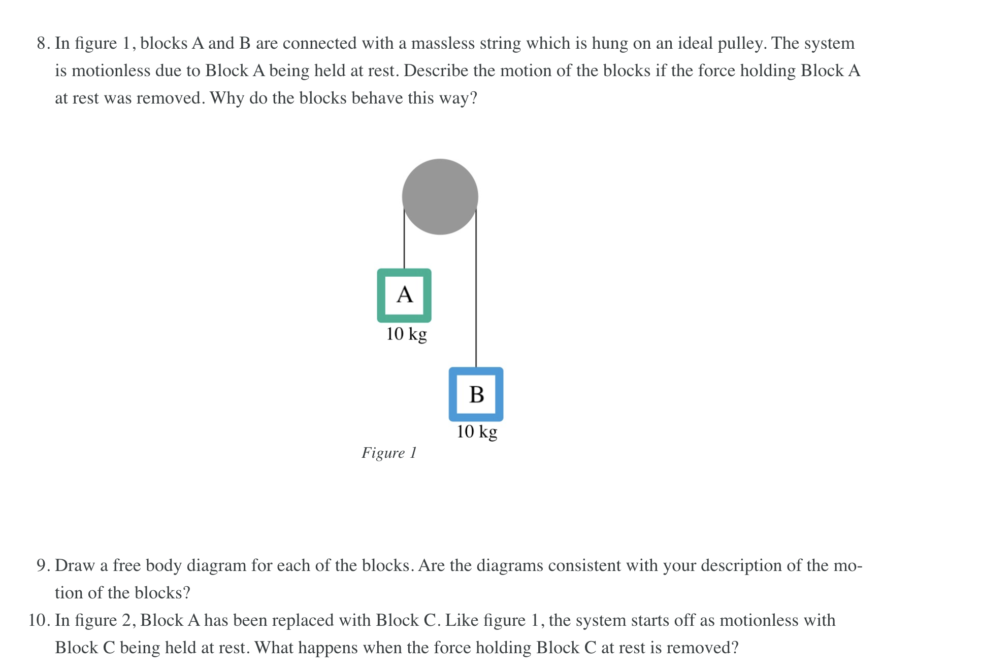 Solved 8. In figure 1 , blocks A and B are connected with a | Chegg.com