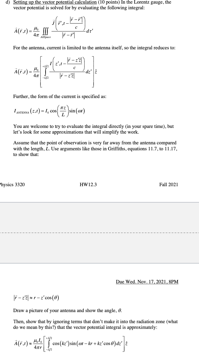 Solved d) Setting up the vector potential calculation (10 | Chegg.com