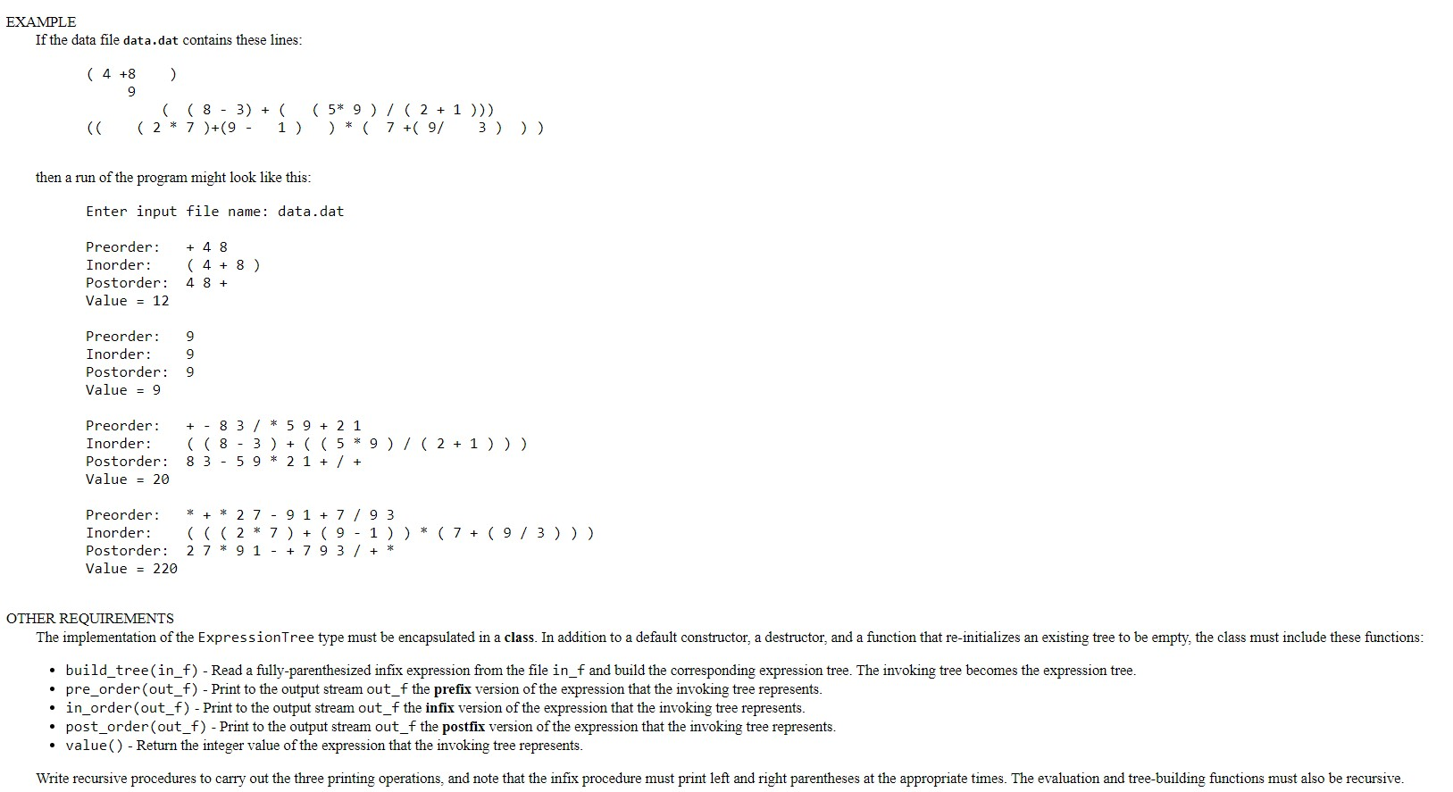 Solved IMPLEMENTING AND MANIPULATING EXPRESSION TREES | Chegg.com