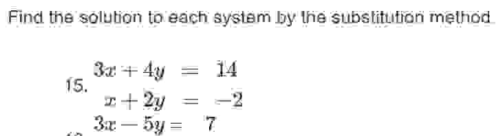 Solved Find the solution to each system by the subslitufion | Chegg.com
