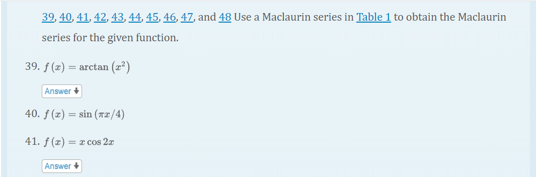 Solved ble 1 Important Maclaurin Series and Their Radii of | Chegg.com