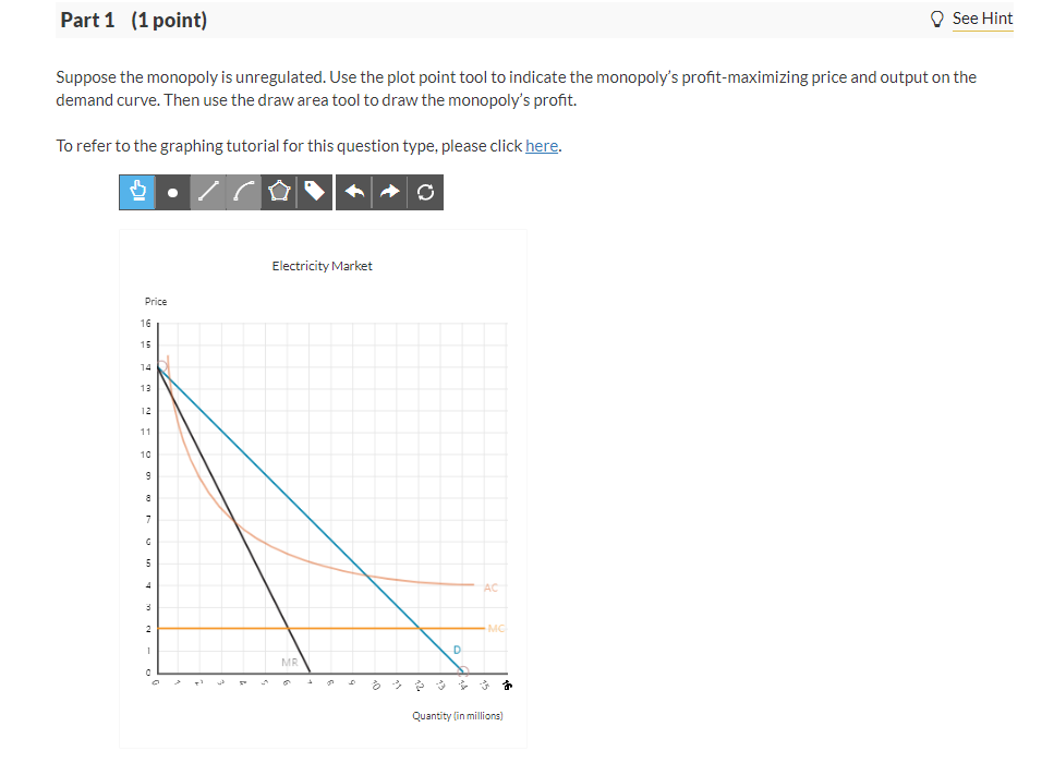 Solved Part 1 (1 point) See Hint Suppose the monopoly is | Chegg.com