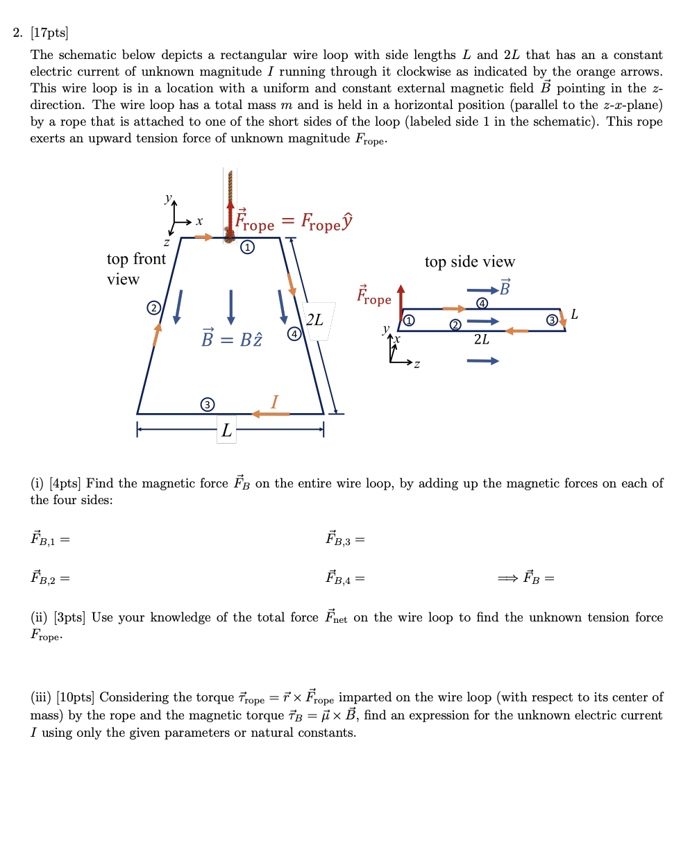 Solved [17pts]The schematic below depicts a rectangular wire | Chegg.com