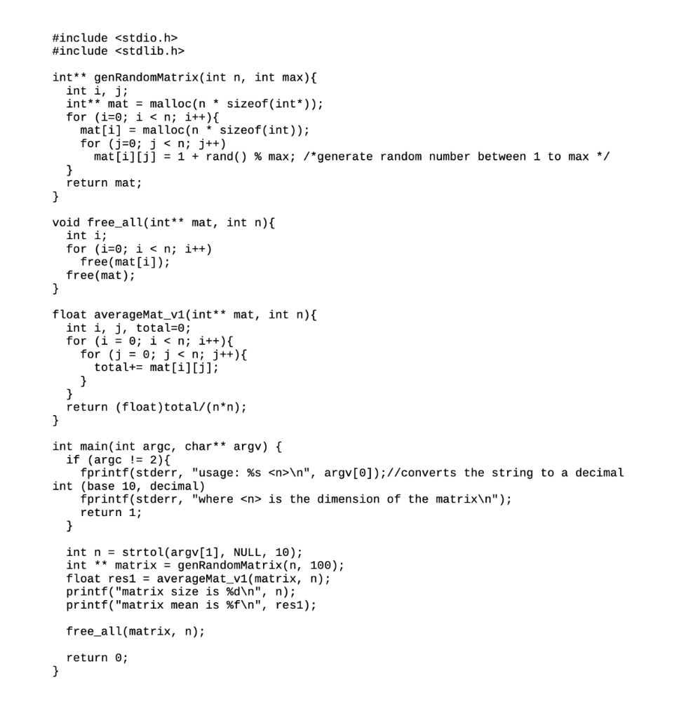 Solved - Use Valgrind to analyze both C programs for cache | Chegg.com