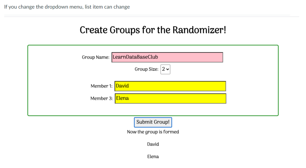 Create Groups for the Randomizer! Group Name: Learn | Chegg.com