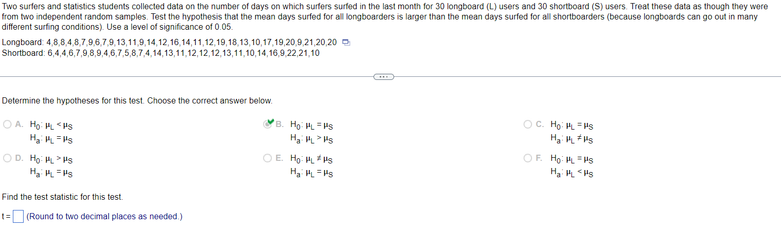 Solved Two surfers and statistics students collected data on | Chegg.com
