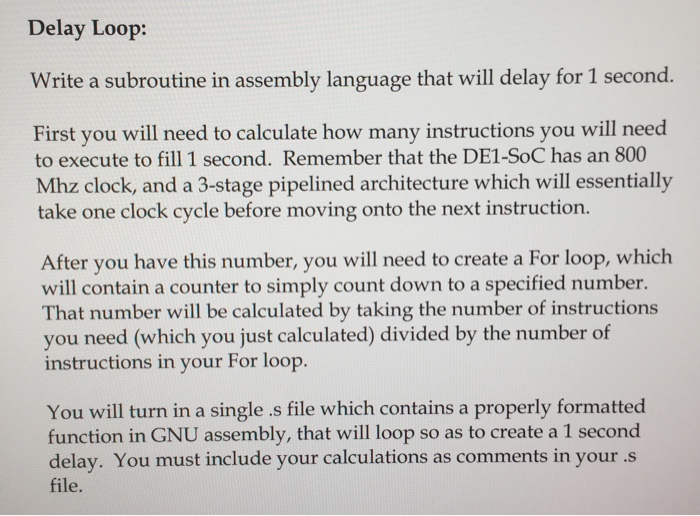 Solved Delay Loop: Write a subroutine in assembly language | Chegg.com