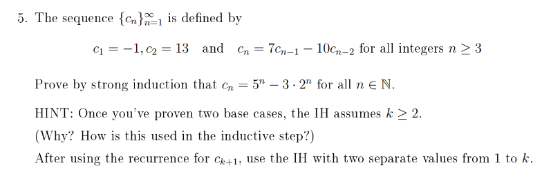 Solved The sequence {cn}n=1∞ ﻿is defined byc1=-1,c2=13 ﻿and | Chegg.com