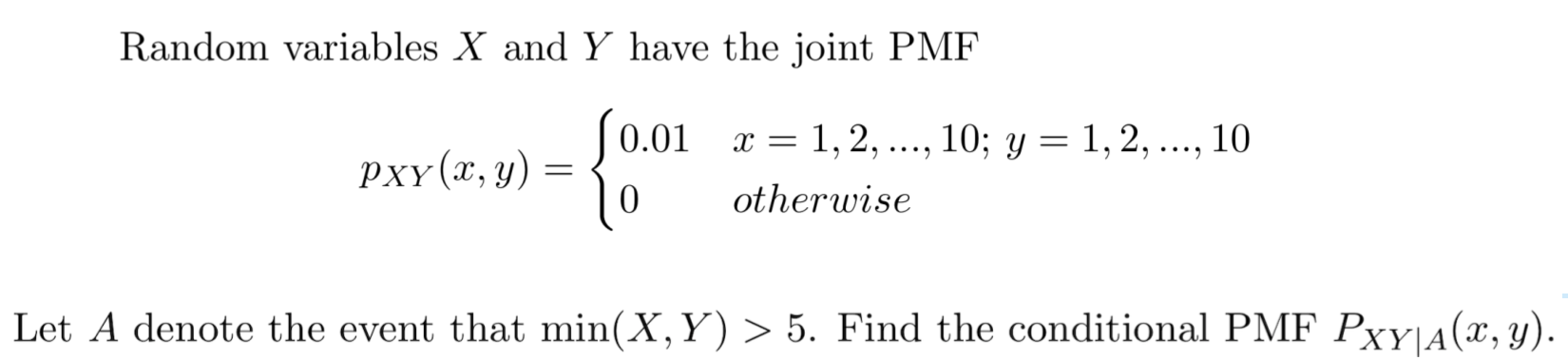 Solved Random variables X and Y have the joint PMF 0.01 x = | Chegg.com