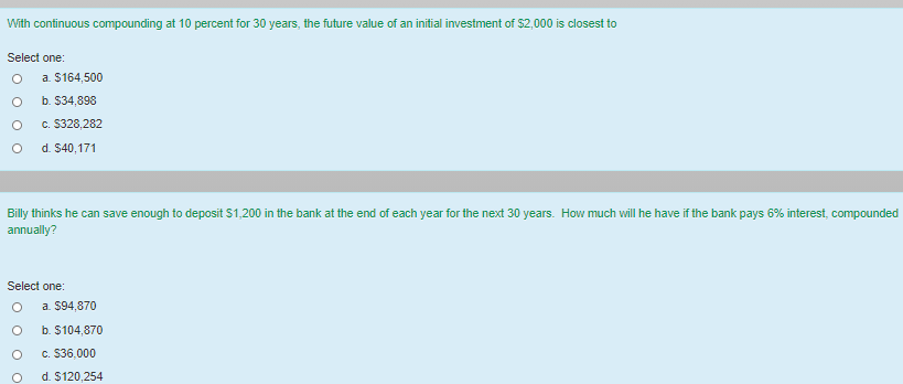 Solved With Continuous Compounding At 10 Percent For 30 Chegg